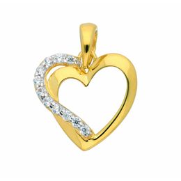 Adelia&acute;s Kettenanh&auml;nger ADELIA&acute;S "333 Gold Anh&auml;nger Herz", gold, Schmuckanh&auml;nger, Damen, Gold, Kettenanh&auml;nger, mit Zirkonia Goldschmuck f&uuml;r Damen