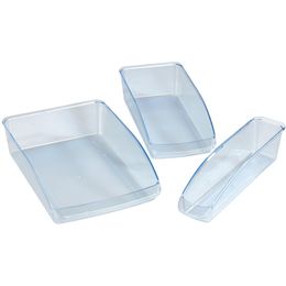 Aufbewahrungssystem Wenko "K&uuml;hlschrank-Organizer", transparent, H:8cm, Kunststoff, Lebensmittelaufbewahrungsbeh&auml;lter, zum Sortieren von Lebensmittelvorr&auml;ten, Obst und Gem&uuml;se, 3 Gr&ouml;&szlig;en