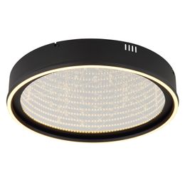 Globo LIGHTING Deckenleuchte "MIRRORA", schwarz matt, 1, &Oslash; 51,5cm H: 8,5cm, 1 Stk., Leuchten, LED Deckenleuchte schwarz matt mit 3D Glas- und Kristalleffekt, Deckenleuchte