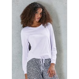 Pyjamaoberteil Vivance Dreams, Damen, Gr. 32/34, lila (helllila), Single Jersey, Obermaterial: 100% Baumwolle, unifarben, comfort fit h&uuml;ftlang, Rundhals, angesetztes B&uuml;ndchen, Shirts, mit Rippb&uuml;ndchen
