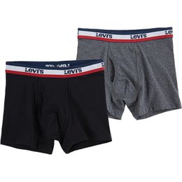 Boxershorts LEVI'S KIDS "SPORTSWEAR LOGO BOXER BFIEF", Jungen, Gr. M (140/152), 2 Stk., grau (schwarz, grau), Graumeliert (Obermaterial): 57% Baumwolle, 38% Polyester, 5% Elasthan. Obermaterial: 95% Baumwolle, 5% Elasthan, eng, Unterhosen, for BOYS