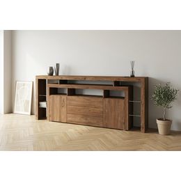 borchardt M&ouml;bel Sideboard BORCHARDT M&Ouml;BEL "Rosario", braun (vintage eichefarben), B:220cm H:88cm T:35cm, Sideboards, Sideboard, Breite 220 cm
