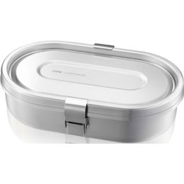 Lunchbox Gefu "COMPANION", silber (schwarz, silber), B:13cm H:6cm L:20cm, Edelstahl 18/10, Kunststoff, Silikon, Lebensmittelaufbewahrungsbeh&auml;lter, Lunchbox, Bentobox-System: &Auml;u&szlig;ere Dose 700 ml, Innendose 170 ml