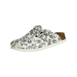 Pantolette Birkenstock "Kay SL", Damen, Gr. 40, schwarz (schwarz, wei&szlig;), Obermaterial: 50% Rindsleder Leather cow. 50% Lammleder LEL., Schuhe Pantolette