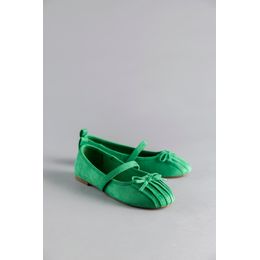 Ballerina ANISTON SHOES, Damen, Gr. 37, gr&uuml;n, Textil, Veloursleder, Schuhe Ballerina, Riemchenballerina, Schlupfschuh, Loafer, Slipper