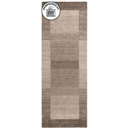 Wollteppich Theko "Gabbeh Super, Handweb, auch als L&auml;ufer erh&auml;ltlich, reine Wolle" Gr. 13, braun, B:90cm H:9mm L:250cm, Wolle, Teppiche, Schlafzimmer, Wohnzimmer, Esszimmer, auch als Bettumrandung