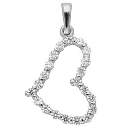 Adelia&acute;s Kettenanh&auml;nger ADELIA&acute;S "333 Wei&szlig;gold Anh&auml;nger Herz", silber, Schmuckanh&auml;nger, Damen, Gold, Kettenanh&auml;nger, mit Zirkonia Goldschmuck f&uuml;r Damen