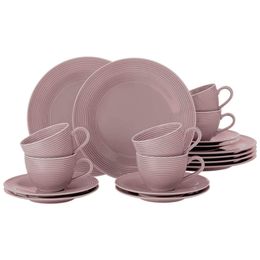 Geschirr-Set Seltmann Weiden "Kaffeeservice Beat Color Glaze 18er Set", rosa (altrosa), Porzellan, Geschirr-Sets, Geschirr-Set