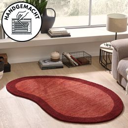 Wollteppich Theko "Gabbeh Super, Handweb, Teppich, Bord&uuml;re, reine Wolle" Gr. 70, rot, B:100cm H:9mm L:150cm, Wolle, Teppiche, Schlafzimmer, Wohnzimmer, Esszimmer, auch als L&auml;ufer, eckig oder rund