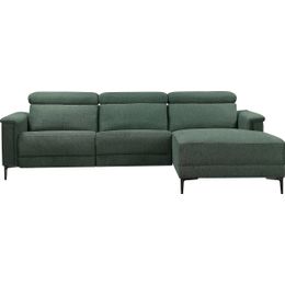 Ecksofa OTTO HOME "LUND, L-Form, 261cm, man. o. elektr. Relaxfunktion (mit USB-A)", gr&uuml;n (dunkelgr&uuml;n), B:261cm H:97cm T:179cm, Webstoff 100% Polyester, Sofas, Ecksofa, und Kopfteilverstellung