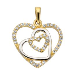 Adelia&acute;s Kettenanh&auml;nger ADELIA&acute;S "333 Gold Anh&auml;nger Herz", gold, Schmuckanh&auml;nger, Damen, Gold, Kettenanh&auml;nger, mit Zirkonia Goldschmuck f&uuml;r Damen