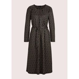 Madeleine Mode Sommerkleid MADELEINE "Kleid Elegantes Kleid mit grafischem Muster", Damen, Gr. 36, N-Gr, schwarz (schwarz, tabakbraun), Obermaterial: 95% Polyester PES. 5% Elasthan EL., Modern, Kleider Sommerkleid, Mit Taillennaht
