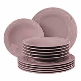 Geschirr-Set Seltmann Weiden "Tafelservice Beat Color Glaze 12er Set", rosa (altrosa), Porzellan, Geschirr-Sets, Geschirr-Set
