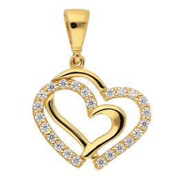 Adelia&acute;s Kettenanh&auml;nger ADELIA&acute;S "333 Gold Anh&auml;nger Herz", gold, Schmuckanh&auml;nger, Damen, Gold, Kettenanh&auml;nger, mit Zirkonia Goldschmuck f&uuml;r Damen
