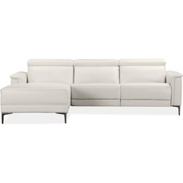 Ecksofa OTTO HOME "LUND, L-Form, 261cm, man. o. elektr. Relaxfunktion (mit USB-A)", beige (creme), B:261cm H:97cm T:179cm, Echtleder 100% Echtleder;Kunstleder 100% Polyurethan, Sofas, Ecksofa, und Kopfteilverstellung