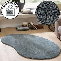 Wollteppich Theko "Gabbeh Uni, Handgefertigt, Teppich, meliert, reine Wolle" Gr. 70, grau, B:100cm H:14mm L:150cm, Wolle, Teppiche, Schlafzimmer, Wohnzimmer, Esszimmer, auch als L&auml;ufer, eckig oder rund