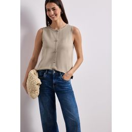 Kurzweste Street One, Damen, Gr. 34, clay sand, Stoff, 71% Polyester, 26% Viskose, 3% Elasthan, unifarben, comfort fit normal, Rundhals, Westen, aus Jersey in Unifarbe