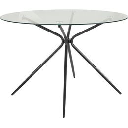Glastisch OTTO HOME "Silvi", schwarz (glas, schwarz), B:110cm H:74cm T:110cm, Tische, rund, &Oslash; 110 cm, schwarzes Metallgestell