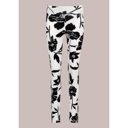 Madeleine Mode Leggings MADELEINE "Leggings Leggings in Highwaist-Form", Damen, Gr. 34, N + K Gr, schwarz (creme, schwarz), Obermaterial: 89% Polyester PES. 11% Elasthan EL., Modern, Hosen Leggings