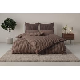 Bettw&auml;sche Bruno Banani "Jassen", braun, B/L: 200cm x 200cm, 1 Stk., 2 Stk., Renforc&eacute;, B/L: 80cm x 80cm, 3, Renforc&eacute;, Obermaterial: 100% Baumwolle, Bettw&auml;sche, Bettw&auml;sche, moderne Bettw&auml;sche aus Baumwolle, Streifen-Design, mehrere Qualit&auml;ten