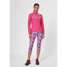 Madeleine Mode Outdoorjacke MADELEINE "Jacke Radjacke mit Bl&auml;tter-Foilprint", Damen, Gr. 38, pink (erdbeerpink), Obermaterial: 95% Polyester PES. 5% Elasthan EL., Modern, figurbetont, Jacken Outdoorjacke
