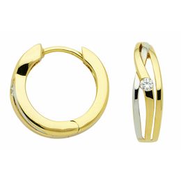 Adelia&acute;s Paar Creolen ADELIA&acute;S "Creolen Ohrringe 333 Gold ( 8K ) mit Zirkonia", silber, Ohrringe, Damen, Damen, Gold, Goldohrringe