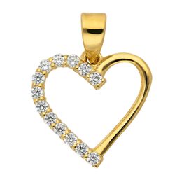 Adelia&acute;s Kettenanh&auml;nger ADELIA&acute;S "333 Gold Anh&auml;nger Herz", gold, Schmuckanh&auml;nger, Damen, Gold, Kettenanh&auml;nger, mit Zirkonia Goldschmuck f&uuml;r Damen