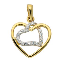 Adelia&acute;s Kettenanh&auml;nger ADELIA&acute;S "333 Gold Anh&auml;nger Herz", gold, Schmuckanh&auml;nger, Damen, Gold, Kettenanh&auml;nger, mit Zirkonia Goldschmuck f&uuml;r Damen