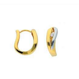 Adelia&acute;s Paar Creolen ADELIA&acute;S "Creolen Ohrringe 585 Gold ( 14K ) mit Zirkonia", silber, Ohrringe, Damen, Damen, Gold, Goldohrringe