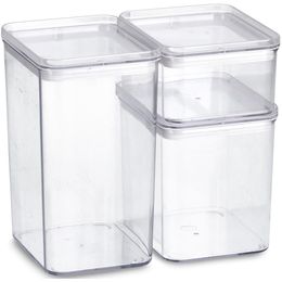 Vorratsdose zeller PRESENT, transparent, Kunststoff, Silikon, Lebensmittelaufbewahrungsbeh&auml;lter, Vorratsdose, 3-teilig, stapelbar