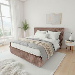 Polsterbett OTTO HOME "AVVRA in der Gr&ouml;&szlig;e 180x200 cm, mit flauschigen Breitcord bezogen", hellbraun, B:201cm H:118cm L:220cm, Betten, Polsterbett, wahlweise mit Lattenrost und King-Matratze (28cm)