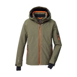 Skijacke Killtec "KSW 202 BYS SKI JCKT", Jungen, Gr. 128, gr&uuml;n (olivgr&uuml;n), Obermaterial: 100% Polyester.Futter: 100% Polyester.F&uuml;llung: 100% Polyester, Jacken Skijacke, Wasserdichte Kinder-Skijacke mit verstellbarer Kapuze und Schneefang
