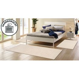 Bettumrandung OTTO HOME "Wolly, Handweb Teppiche" Gr. 14, beige (natur), H:14mm, Obermaterial: 93% Wolle, 7% Polyester, Bettumrandungen, Bettvorleger, Wolle, handgewebt, L&auml;ufer-Set Wohnzimmer, Schlafzimmer