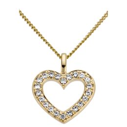 Kettenanh&auml;nger Firetti "Schmuck Geschenk Gold 585 Halsschmuck Anh&auml;nger f&uuml;r Halskette Herz", wei&szlig; (wei&szlig;goldfarben, wei&szlig;, wwei&szlig;), Schmuckanh&auml;nger, Damen, 0,15 P2 = erkennbare Einschl&uuml;sse, Diamanten Gelbgold 585, 0,7 g, Diamanten, Gelbgold 585, Kettenanh&auml;nger, mit Brillanten