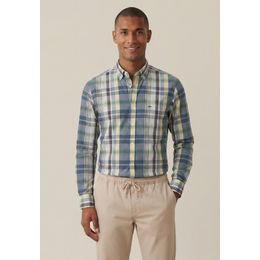 Langarmhemd Fynch-Hatton, Herren, Gr. 4XL, N-Gr, aubergine, Web, Obermaterial: 100% Baumwolle, kariert, regular fit normal, ohne Ausschnitt, Manschette, Hemden, mit Logo Stickerei