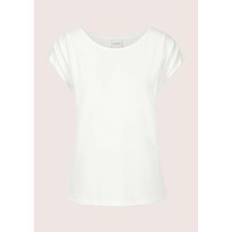Madeleine Mode Kurzarmshirt MADELEINE "Jerseyshirt Basic-Shirt mit Rundhalsausschnitt", Damen, Gr. 34, wei&szlig; (wollwei&szlig;), Obermaterial: 95% Viskose CV. 5% Elasthan EL., Modern, gerade, Shirts, &Uuml;berschnittene Schultern