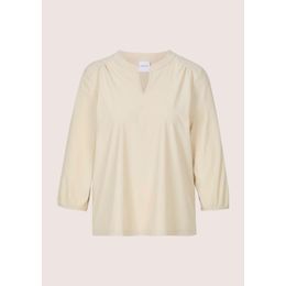 Madeleine Mode Kurzarmbluse MADELEINE "Jerseybluse Elegante Schlupfbluse mit V-Ausschnitt", Damen, Gr. 34, perlwei&szlig;, Obermaterial: 73% Polyamid PA. 27% Elasthan EL., Modern, gerade, V-Ausschnitt, Blusen, Bluse mit Rundhalsausschnitt und kleinem V-Ausschnitt