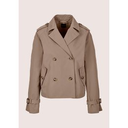 Madeleine Mode Kurzjacke MADELEINE "Trenchcoat Kurzjacke mit Reverskragen", Damen, Gr. 36, beige (caramel), Obermaterial: 55% Baumwolle CO. 45% Polyester PES., Modern, Jacken Kurzjacke, Saumriegel
