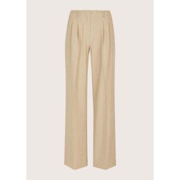 Madeleine Mode Stoffhose MADELEINE "Bundfaltenhose Sommerhose mit B&uuml;gelfalten", Damen, Gr. 46, N + K Gr, beige (beige, melange), Obermaterial: 82% Polyester PES. 10% Viskose CV. 8% Elasthan EL., Modern, weit, Hosen Stoffhose, Bundfaltenhose mit weitem Bein