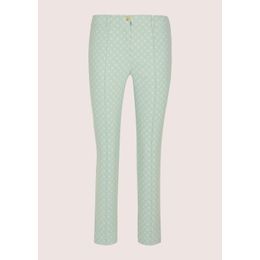 Madeleine Mode Stoffhose MADELEINE "Jerseyhose Jacquardhose mit grafischem Muster", Damen, Gr. 34, N + K Gr, wei&szlig; (salbei, wollwei&szlig;), Obermaterial: 66% Baumwolle CO. 30% Polyamid PA. 4% Elasthan EL., Modern, schmal, Hosen Stoffhose, Jacquardhose mit elastischem Bund