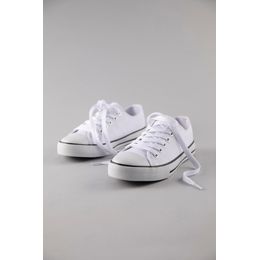 Sneaker ANISTON SHOES, Damen, Gr. 37 (4,5), wei&szlig;, Textil, Schuhe Skaterschuh Canvassneaker Sneaker low, Freizeitschuh, Sneaker mit klassischen umlaufenden schwarzen Streifen