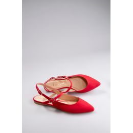 Slingpumps ANISTON SHOES, Damen, Gr. 36, rot, Textil, Veloursleder, Schuhe Slingpumps, Flat, Sommerschuh, Riemchensandale - schmale Form