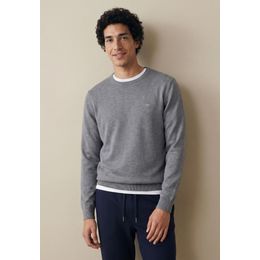 Strickpullover Fynch-Hatton "Fynch-Hatton Langarmpullover", Herren, Gr. XXL, grau (steel), Strick, Obermaterial: 100% Baumwolle, unifarben, normal h&uuml;ftbedeckend, Rundhals, Flachstrickb&uuml;ndchen, Pullover Strickpullover, mit Logostickerei