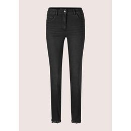 Madeleine Mode Regular-fit-Jeans MADELEINE "Jeans Slim Fit Five-Pocket-Hose", Damen, Gr. 34, N-Gr, schwarz, Obermaterial: 83% Baumwolle CO. 15% Polyester PES. 2% Elasthan EL., Modern, Jeans, 5 Pocket Jeans mit Spitze