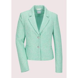 Madeleine Mode Jackenblazer MADELEINE "Blazer Tweed-Blazer mit Paillettenakzenten", Damen, Gr. 40, blau (t&uuml;rkisblau, wei&szlig;, multicolor), Obermaterial: 55% Polyester PES. 20% Baumwolle CO. 20% Viskose CV. 3% sonstige Fasern AF. 2% Elasthan EL., Modern, Blazer, Tweed-Optik