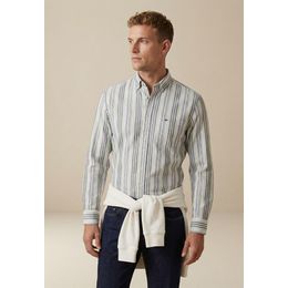 Streifenhemd Fynch-Hatton "Washed Oxford Stripe", Herren, Gr. L, N-Gr, avocado, Web, Obermaterial: 100% Baumwolle, gestreift, normal h&uuml;ftbedeckend, Rundhals, 2-Knopf-Manschette, Hemden, normale Passform, aus reiner Baumwolle, mit Streifenmuster