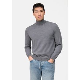 Rollkragenpullover OLYMP "OLYMP Casual Strick", Herren, Gr. XL, grau (silbergrau), 100% Schurwolle, Pullover Rollkragenpullover
