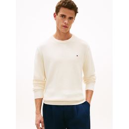 Strickpullover Tommy Hilfiger "SEASONAL STRUCTURE CREW NECK", Herren, Gr. L, ivory petal, Strick, Obermaterial: 100% Baumwolle, regular fit normal, Rundhals, Pullover Strickpullover, strukturiert
