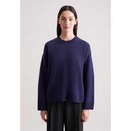 Strickpullover Seidensticker, Damen, Gr. M, dunkelblau, 80% Wolle, 15% Polyamid, 5% Kaschmir, unifarben, relaxed fit, Rundhals, Pullover Strickpullover, Sweater Uni
