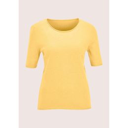 Madeleine Mode 2-in-1-Strickjacke MADELEINE "Twinset Basic Strickjacke mit Halbarmpullover", Damen, Gr. 34, gold (goldgelb, melange), Obermaterial: 46% Modal CMD. 40% Polyacryl PAN. 14% Polyamid PA., Modern, Strickjacken